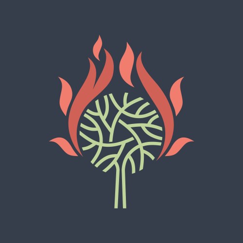Moses and the burning bush Royalty Free Vector Image