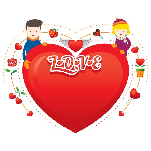 Little angel and valentine heart Royalty Free Vector Image