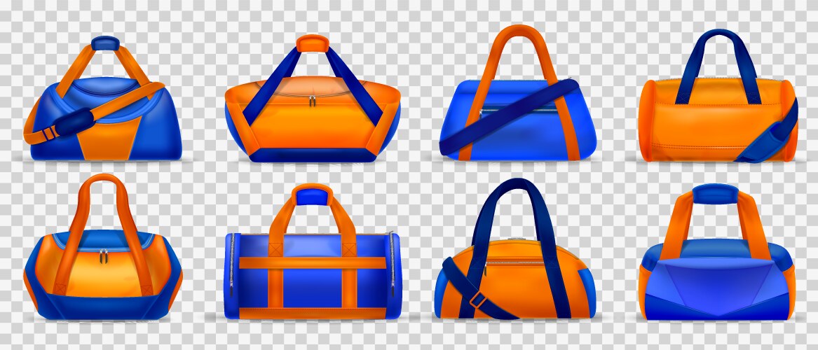 Realistic gym bags set Royalty Free Vector Image