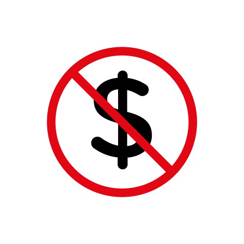 No dollar sign icon set currency cost fee Vector Image