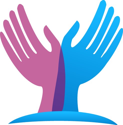 Two contoured hands reaching for each other Vector Image