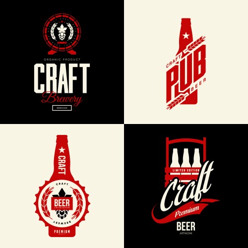Modern craft beer drink isolated logo sign Vector Image