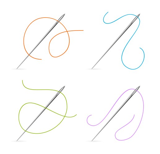 E letter logo with needle and thread creative Vector Image