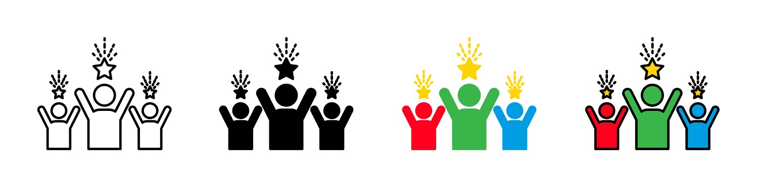 Celebration icon set celebrate happy teamwork Vector Image