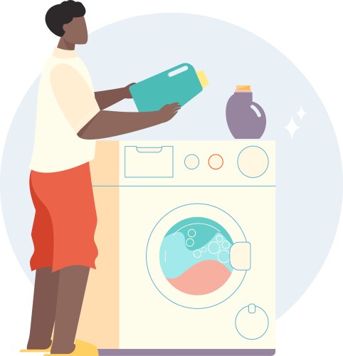 Family in laundry mother and daughter loading Vector Image