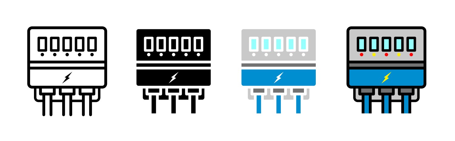 Electric meter icon set utility energy counter Vector Image
