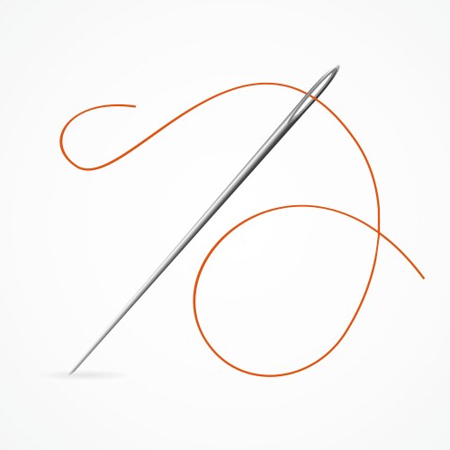 E letter logo with needle and thread creative Vector Image