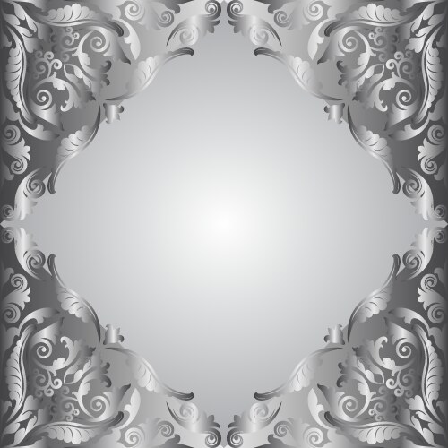Silver background with antique ornaments and frame