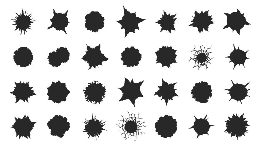 Bullet shot font alphabet letters and numbers Vector Image