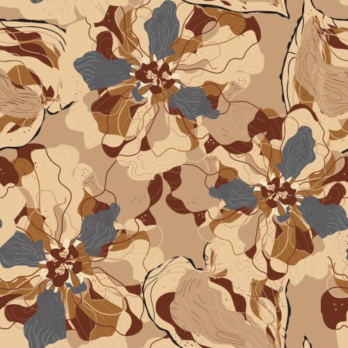 Mosaic stylized blooming flowers and leaves Vector Image