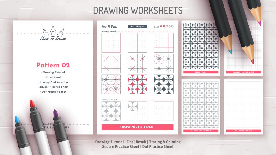How to draw a pattern step by drawing Royalty Free Vector