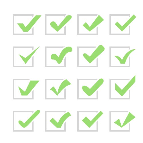 Different sizes of check mark icons Royalty Free Vector