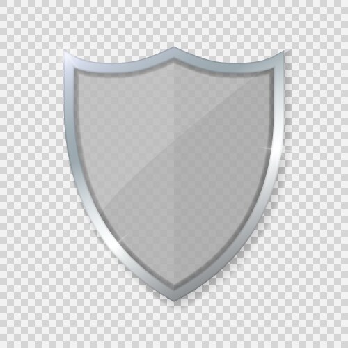 3d transparent glass shield with silver border Vector Image
