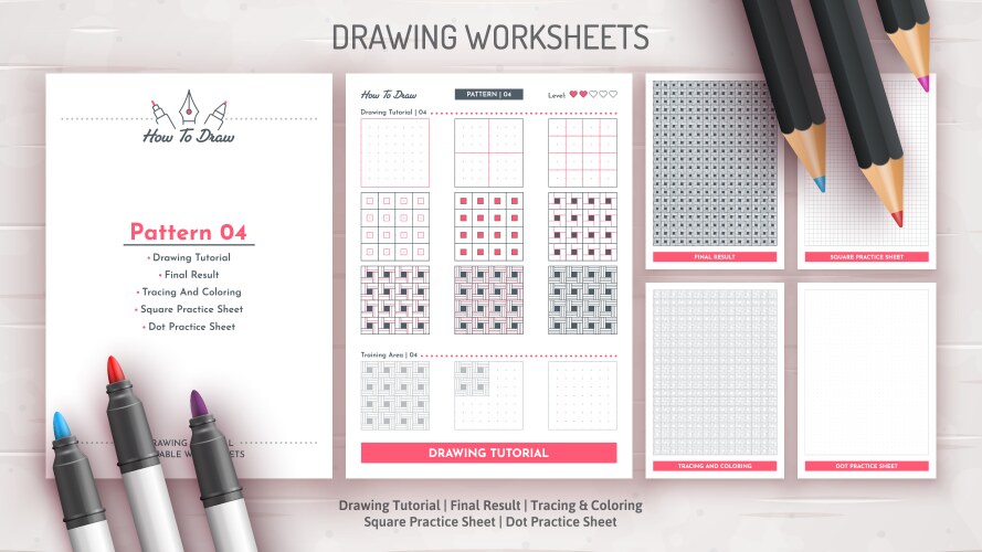 How to draw a pattern step by drawing Royalty Free Vector