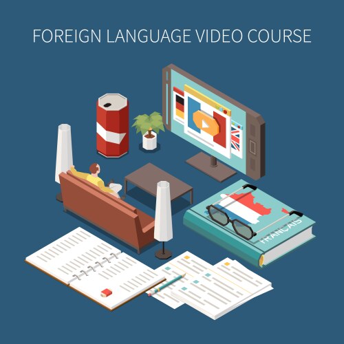Language course composition Royalty Free Vector Image