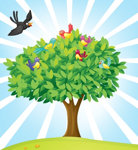 Bird nest on tree branch Royalty Free Vector Image