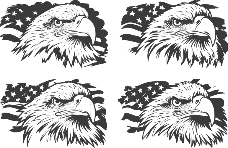 Eagle And Flag Clip Art 🦅 American Eagle With Flag Line Art・