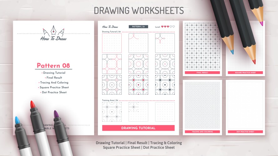 How to draw a pattern step by drawing Royalty Free Vector
