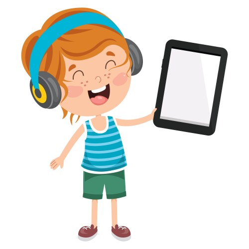 Kid using technology Royalty Free Vector Image