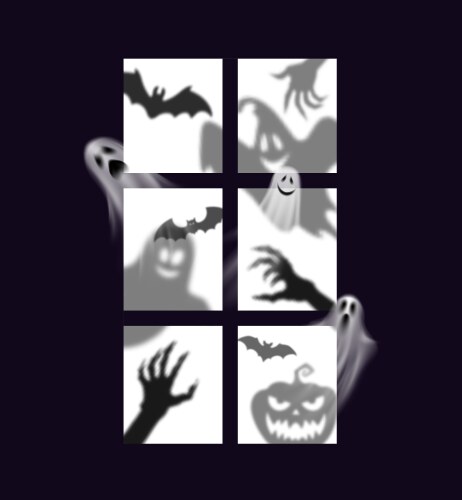 Silhouette of window with blinds gobo mask Vector Image