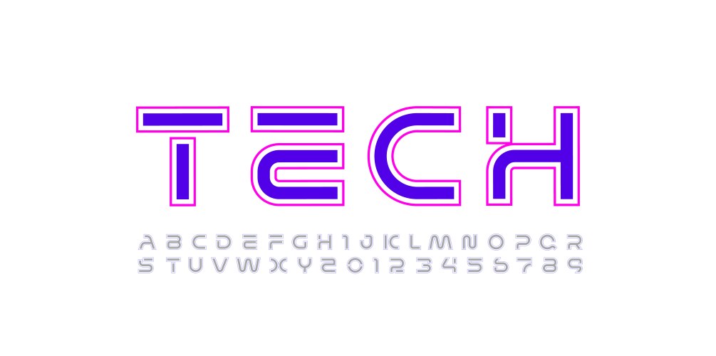 Technology science font digital cyber alphabet Vector Image