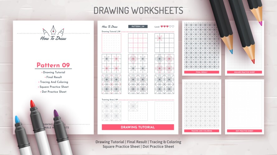 How to draw a pattern step by drawing Royalty Free Vector