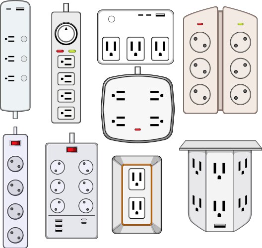 Surge power strip smart cartoon Royalty Free Vector Image