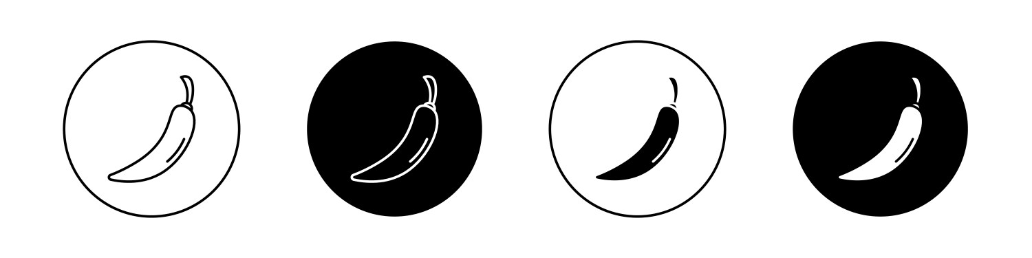 Chilli icon set spicy pepper hot symbol Royalty Free Vector