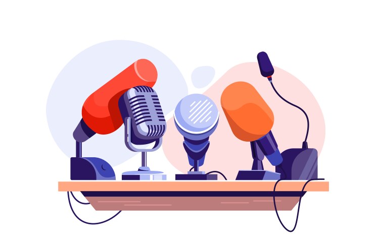 Press conference stage meeting news media Vector Image