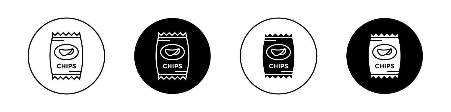 Chips packet icon set snack potato bag Royalty Free Vector