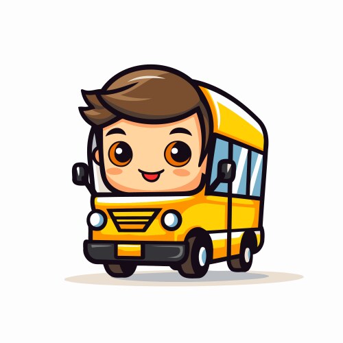 Cute boy in school bus cartoon Royalty Free Vector Image