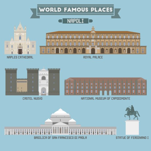 Palermo famous places Royalty Free Vector Image