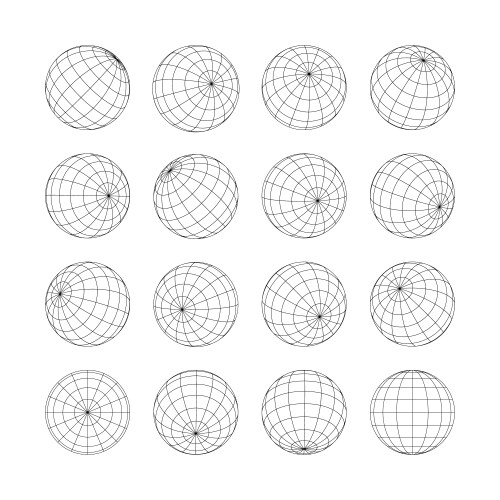 Globe 3d wireframe graphics grid spheres Vector Image