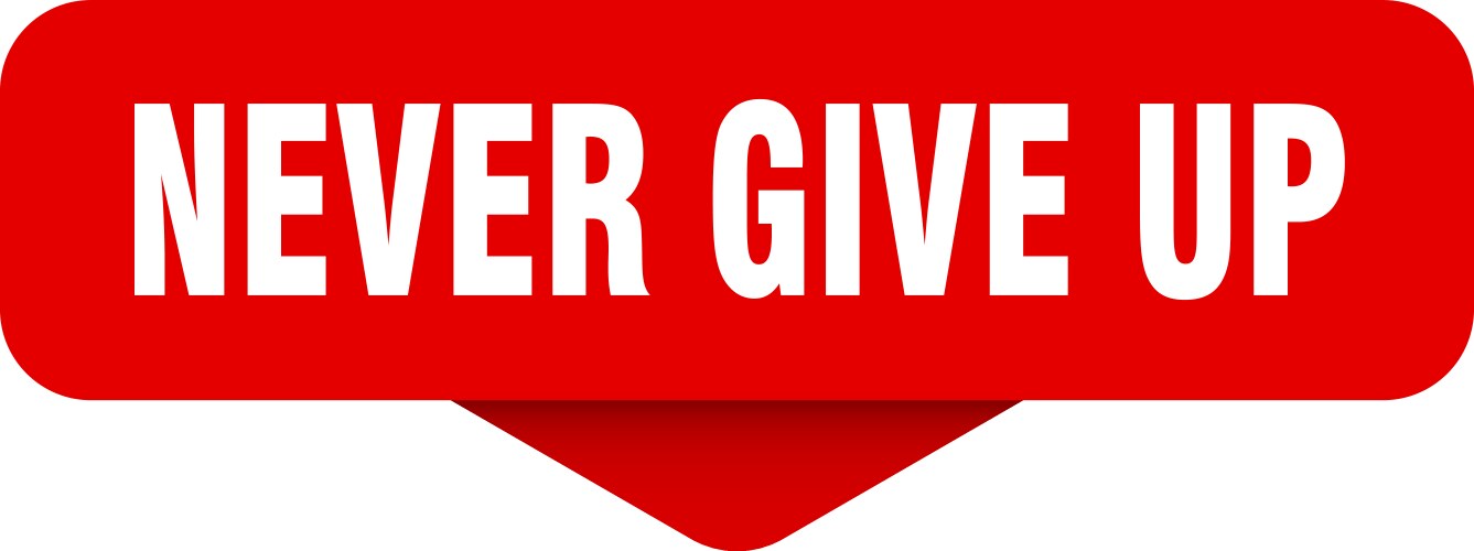 Never give up sticker sign Royalty Free Vector Image