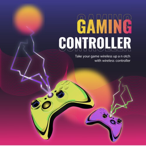 Red neon color game controller Royalty Free Vector Image
