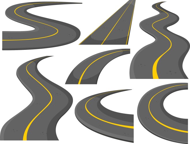 Set roads markings options Royalty Free Vector Image