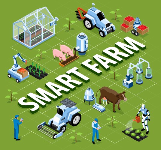 Poultry farm isometric flowchart Royalty Free Vector Image
