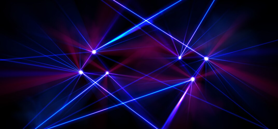 Blue laser show light beam effect for disco party Vector Image