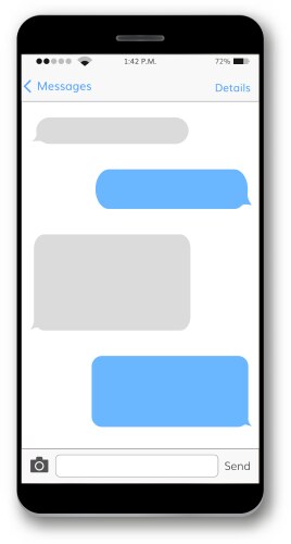 Mobile phone screen messaging text boxes empty Vector Image