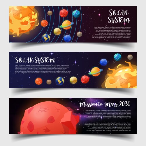 Horizontal banners with solar system and planets Vector Image