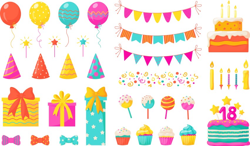 Birthday set Royalty Free Vector Image - VectorStock