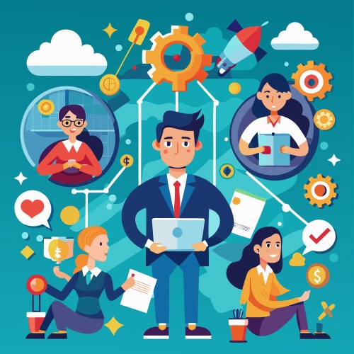 Dynamic leadership drives efficient workflows Vector Image