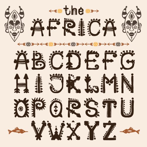 Ethnic modern font typeface made in african style Vector Image