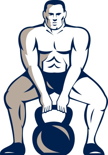 Weightlifter lifting barbell retro Royalty Free Vector Image