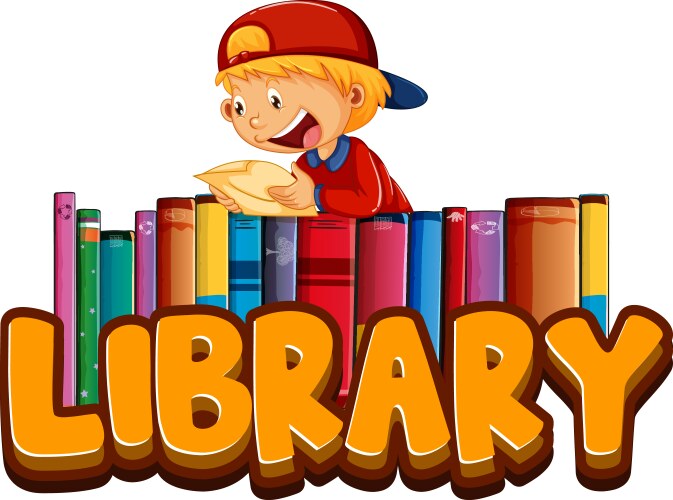 Font design for word library with kids reading Vector Image