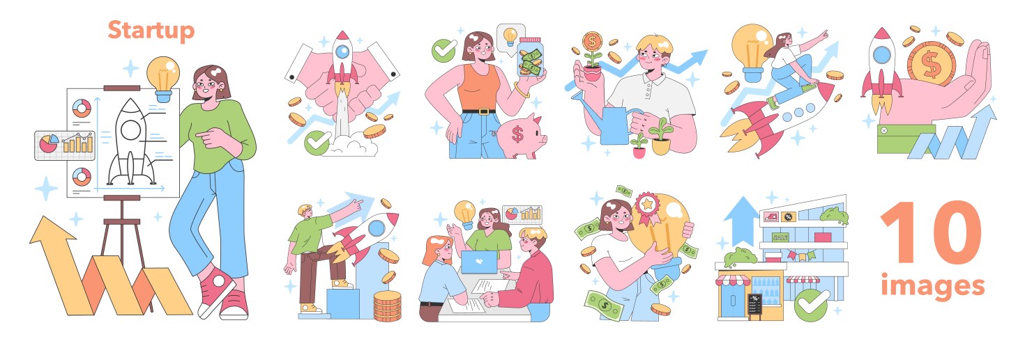 Startup success concept flat Royalty Free Vector Image