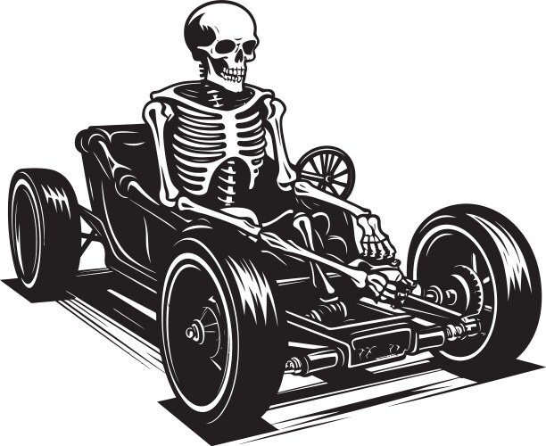 Skele sprint car with skeleton graphic bone Vector Image