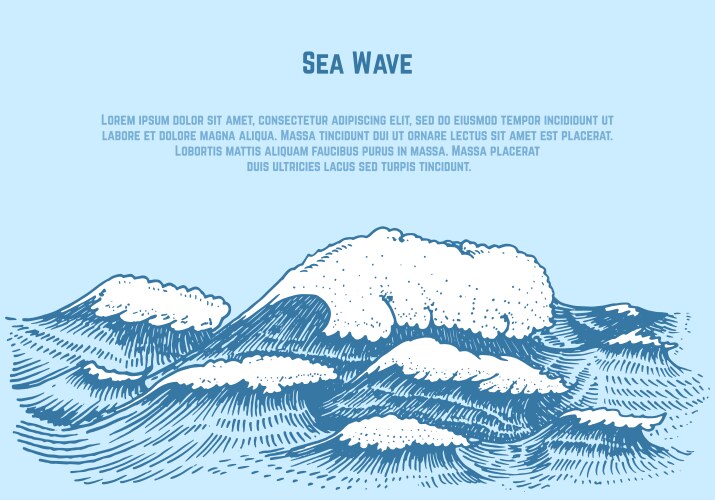 Atlantic tidal waves vintage old engraved hand Vector Image