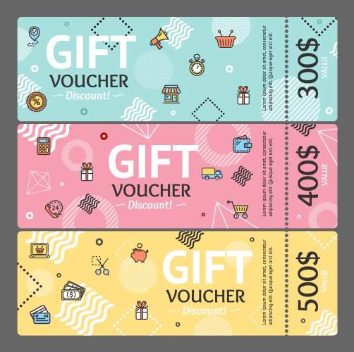 Gift voucher card set Royalty Free Vector Image