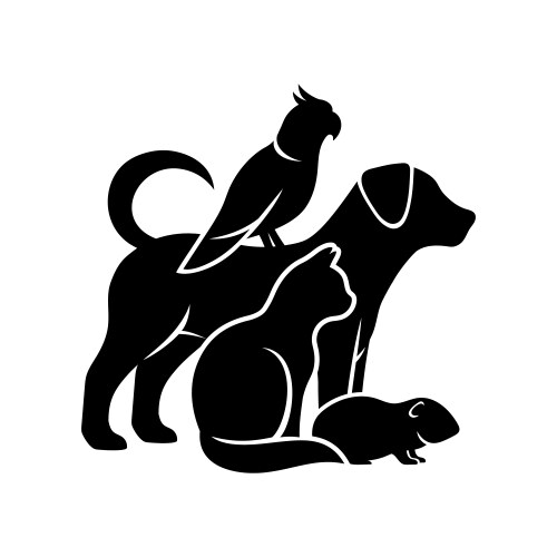 Group of pets - dog cat bird reptile rabbit Vector Image